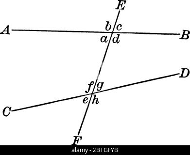 Two Parallel Lines AB, CD, and a line EF cutting them into unequal ...