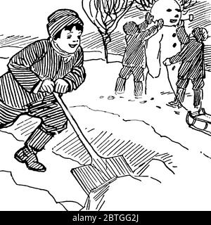 Children building snowman Stock Vector Image & Art - Alamy