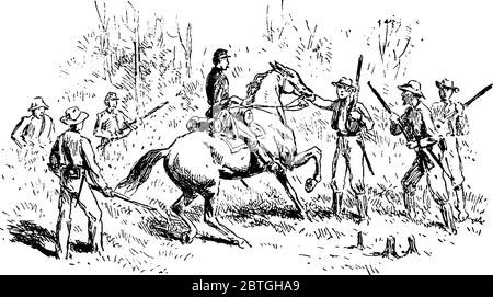The picture depicts civil war soldiers foraging through the enemy's ...