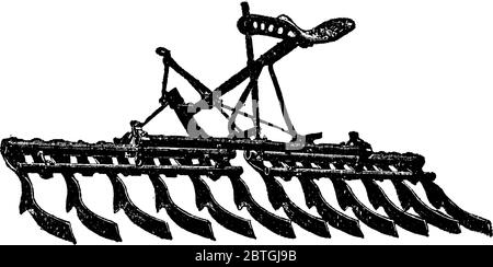 Harrow with multiple metal curved knives use to pulverize the soil ...