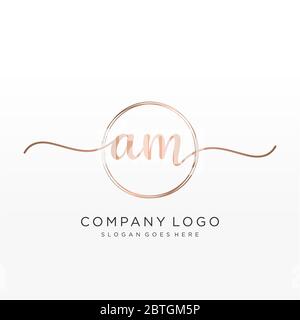 Initial Letter AM Logo - Hand Drawn Signature Style Logo - Simple ...
