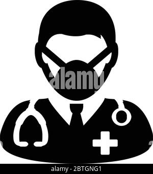 Doctor icon vector male person profile avatar symbol with Stethoscope ...