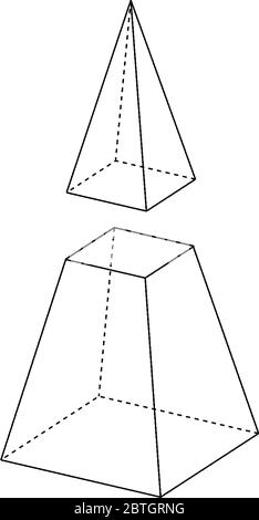 Frustum of a pentagonal pyramid, vintage line drawing or engraving ...