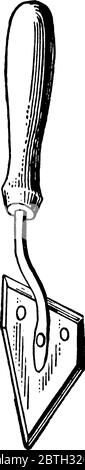 A trowel is a small hand tool used for digging, vintage line drawing or ...