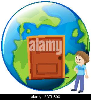 A cartoon illustration of the planet Earth looking scared Stock Vector ...