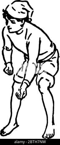 A boy bend his body forward and downward and simultaneously bend the ...