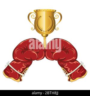 Boxing winner cartoon gold trophy on white background Stock Vector ...