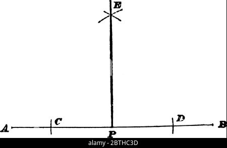This figure shows the line PE which is perpendicular to line AB at ...