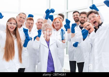 large group of medical researchers showing their success Stock Photo ...