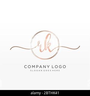 Initial Letter RK Logo - Hand Drawn Signature Style Logo - Simple Vector Logo in Signature Style ...