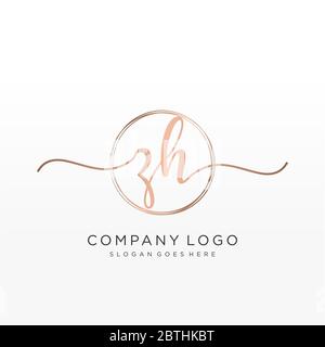 Initial Letter ZH Logo - Hand Drawn Signature Logo - Simple Vector Logo ...