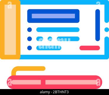 to fill out check with pen icon vector outline illustration Stock ...