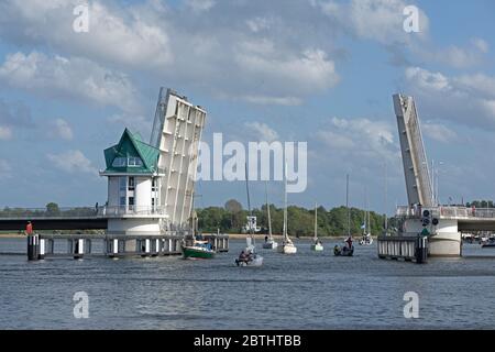 open counterpoise bridge, Kappeln, Baltic Sea Fiord Schlei, Schleswig ...
