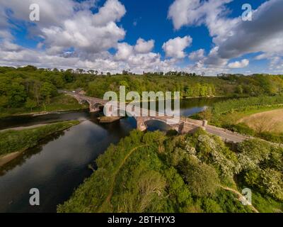 The England Scotland Border at Ladykirk and Norham Bridge where the ...