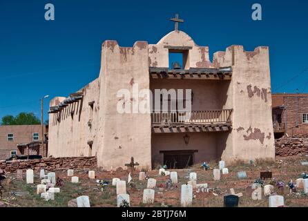 Mission church and cemetery at Zuni pueblo, small town of Native ...