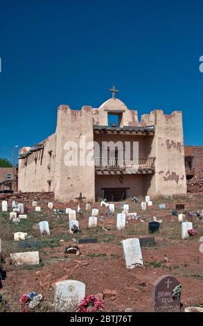 Mission church and cemetery at Zuni pueblo, small town of Native ...