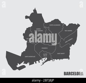 Barcelona districts map Stock Vector Image & Art - Alamy