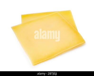 two Cheese slices isolated on white background Stock Photo - Alamy