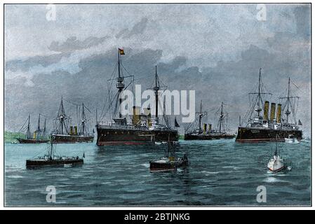 Harbor of Havana Cuba in the 1800s. Hand-colored steel engraving Stock ...