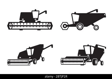 combine harvester icon black vector illustration Stock Vector Image ...