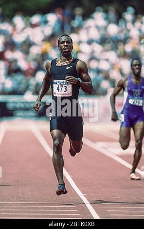 Michael Johnson (USA) competing in the 400 meters Final at the 2000 US ...