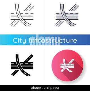 Multi level junction icon logo sign vector outline in black and white color Stock Vector Image ...