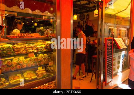 Typical snack shop at Merceria Orologio street in the Old town of ...