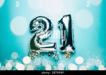 Silver Number Balloons 21 Stock Photo - Alamy