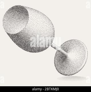 Line art illustration of cocktail glass with lemon drink. Vector ...