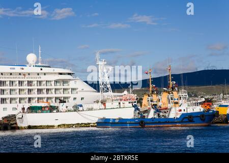 Cruise ship docked in Punta Arenas Port, Magallanes Province, Patagonia ...
