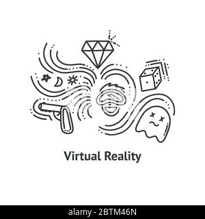 Game console and virtual reality black,outline icons in set collection ...