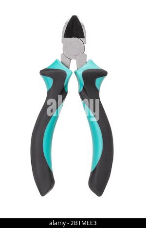 The side cutters isolated on blue-yellow background with copy space ...