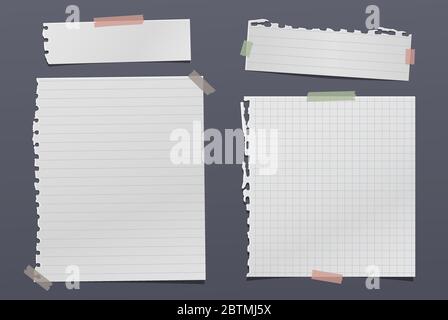 Piece of torn horizontal paper strip is on squared background. Vector ...