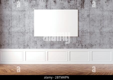 3d interior with oncreete wall and blank frame Stock Photo - Alamy
