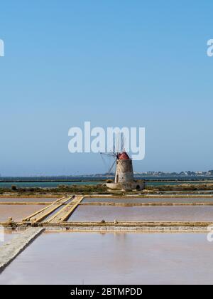 Old windmill in the salt pans in Marsala, Sicily Stock Photo - Alamy
