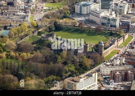 Aerial View of Cardiff Castle in Wales Stock Photo - Alamy