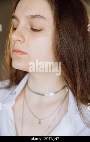 Adorable small girl portrait face grimacing at camera Stock Photo - Alamy