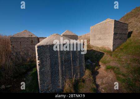Anti-tank defences from WW2 at Worbarrow Bay in Dorset, England Stock ...