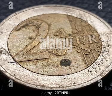 dirty and dusty coin on black background.euro cent Stock Photo - Alamy