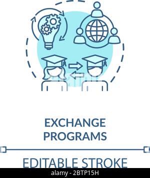 Study abroad and exchange programs outline icons collection. Exchange ...