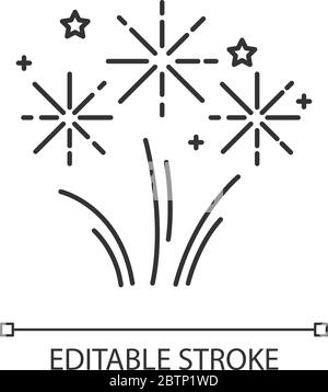 Firework, pixel art fireworks of New Year or Christmas night party, carnival event or holiday ...