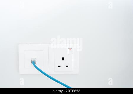 Power socket and Internet socket. Socket Malaysian type. Socket with ...