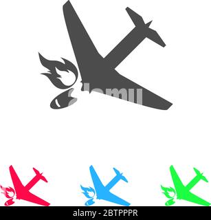 Plane crash vector aircraft accident icon isolated on white Stock ...