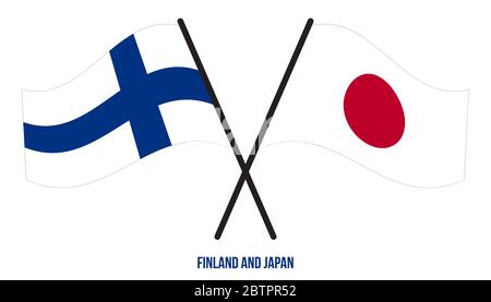 Japan and Finland Flags Crossed And Waving Flat Style. Official ...