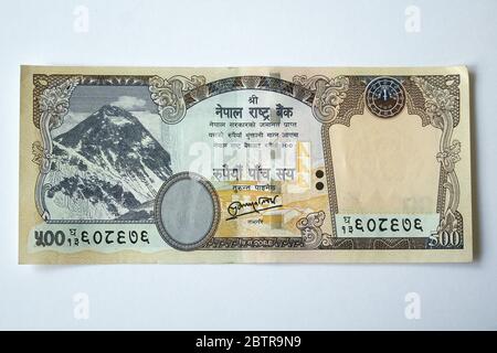 500 Nepalese rupee bank note. Nepalese rupee is the national currency ...