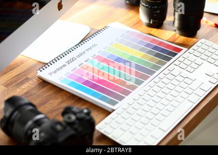 Calendar month selection trend colour advertising creative concept ...