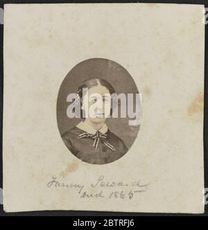 Albumen print of Fanny Seward shown in bust portrait. The print is cut ...