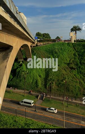 Villena Bridge in the district of Miraflores in Lima Illuminated with ...