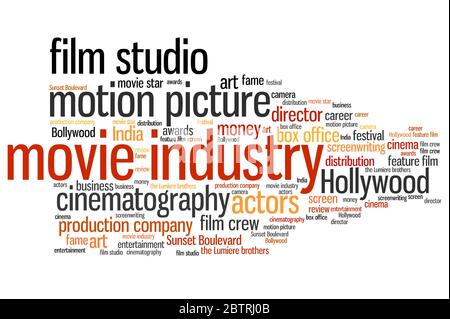Film industry issues and concepts word cloud illustration. Word collage ...