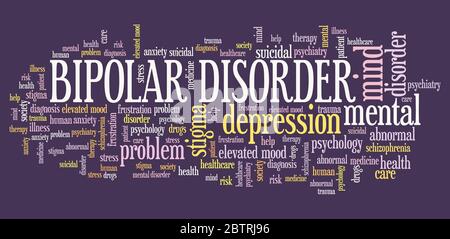 Bipolar disorder word cloud. Mental issue word sign concept Stock Photo ...